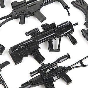 PROLOSO 8 Set Miniature Toy Machine Guns with Display Board SMG Rifles Toys for Boys Kids Building Toys