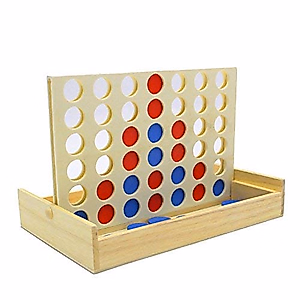 4 in a Row Wooden Board Game Foldable Line Up 4 Classic Family Toy Educational Toy for Kids and Family