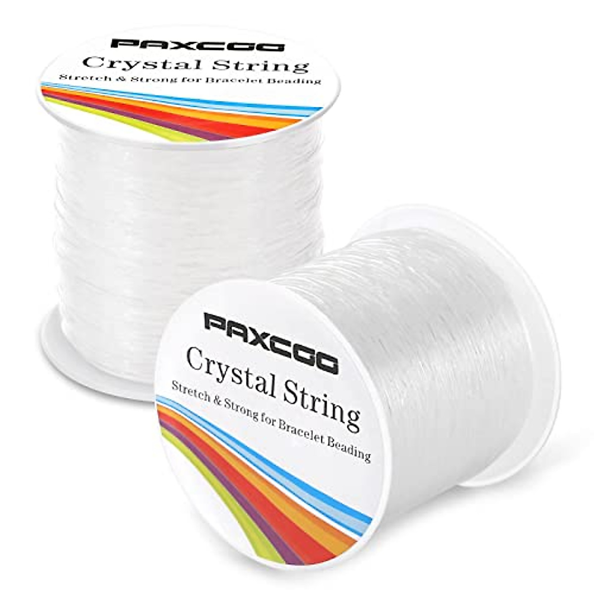 Bracelet String, Paxcoo 2 Rolls Elastic Stretchy Bead String Cord for Clay Beads Kandi Pony Beads Bracelets Jewelry Making (0.8MM, Crystal)