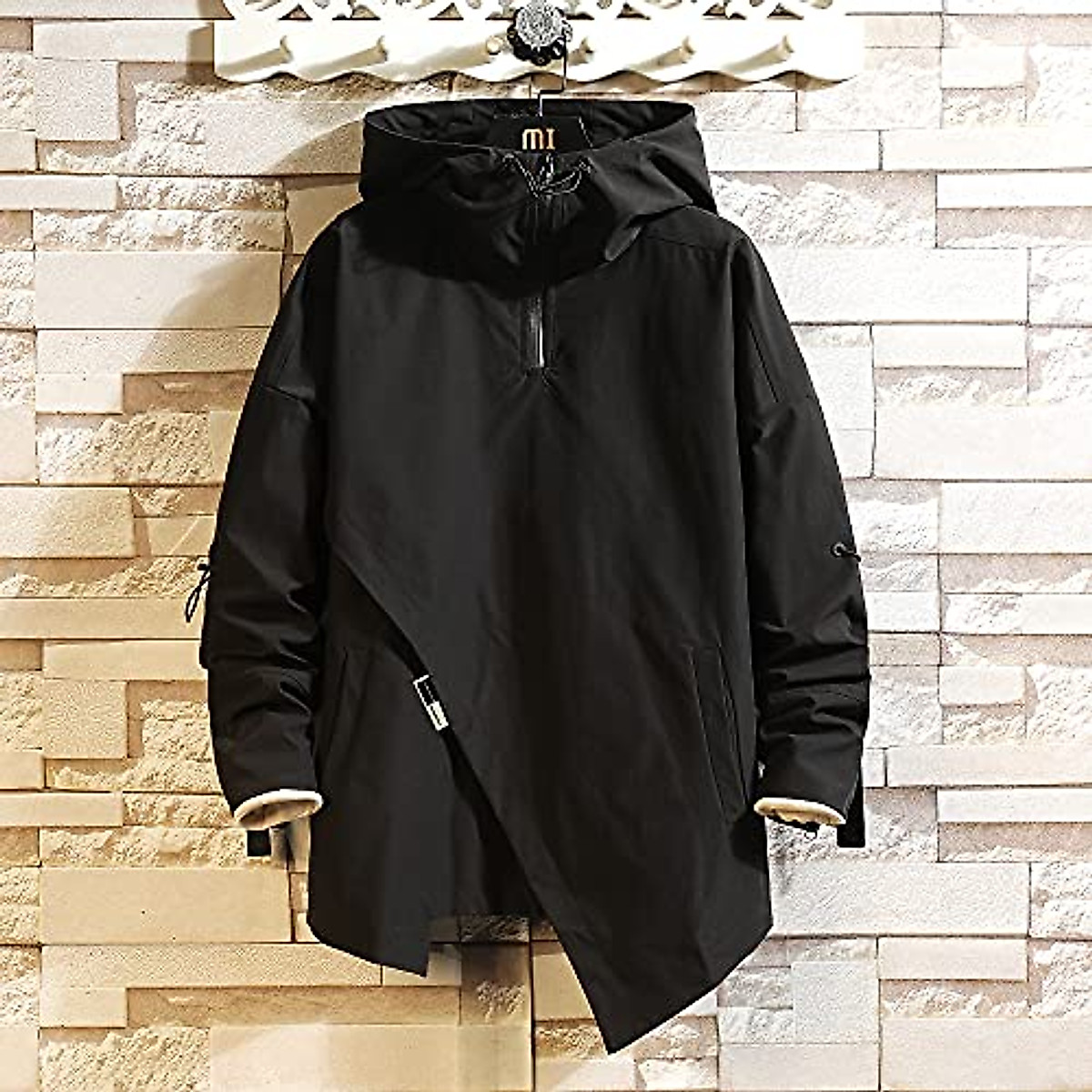 GURUNVANI Men’s Hooded Windbreaker Jacket Zip Up Patchwork Hoodie Anorak