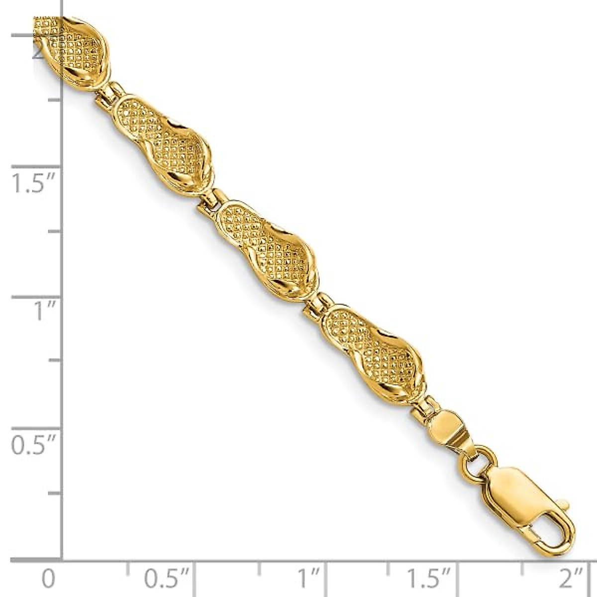 IceCarats 14K Yellow Gold Hawaiian Flip Flop Sandals Chain Charm Bracelet