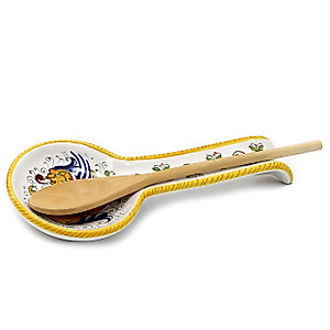RAFFAELLESCO DELUXE Spoon Rest Large [RA028S] - Authentic hand painted in Deruta, Italy. Original design. Shipped from the USA with Certificate of Authenticity.