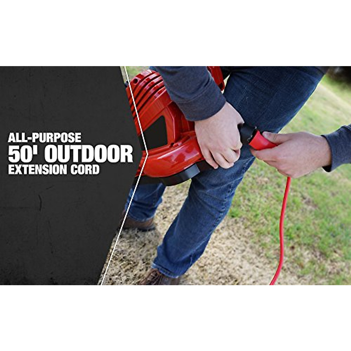 Southwire 2408SW8804 14/3 SJTW ft Vinyl Outdoor All-Purpose Extension Cord Waterproof, 50', Red