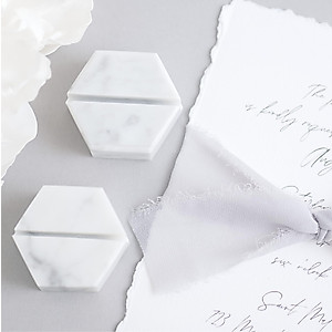 Roselei & Ivory | Marble Place Card Holder (Set of 2) for Card Stock, Perfect for sophisticated table decor, dinner party, weddings, labeling charcuterie boards