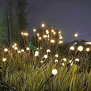 huadi Solar Firefly Light, Starburst Swaying Garden Lights, Outdoor LED Firefly Light, Waterproof Solar Powered Decorative Lamp for Garden, Farm, Park (Warm White)