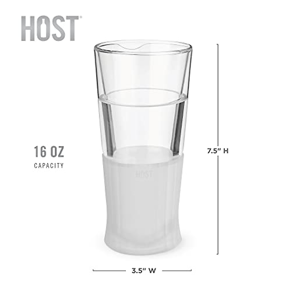 Host FREEZE Beer Glasses, Frozen Beer Mugs, Freezable Pint Glass Set, Insulated Beer Glass to Keep Your Drinks Cold, Double Walled Insulated Glasses, Tumbler for Iced Coffee, 16oz, Set of 2