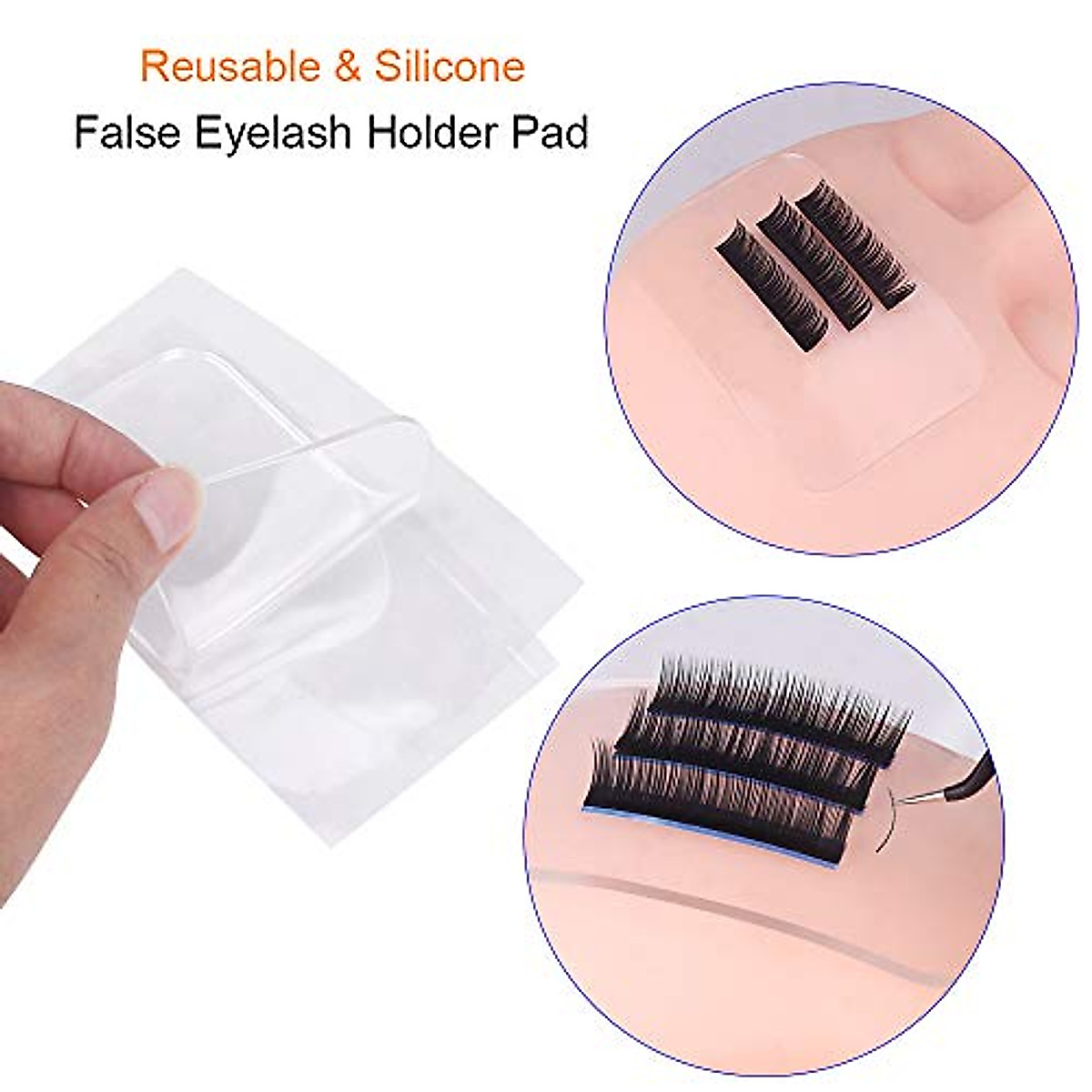 False Eyelashes Extension Practice Exercise Set, TopDirect Flat Mannequin Head Kit Lash Extension Kit for Makeup Training Eyelash Graft for Beginners White