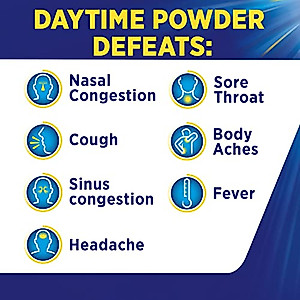 Theraflu Combo Daytime and Nighttime Severe Cold Relief Powder, Honey Lemon Flavor, 12 Count, 6 Daytime and 6 Nighttime