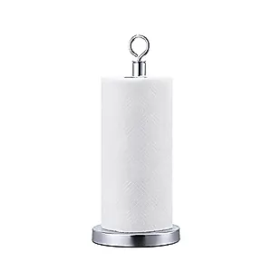 SunnyPoint Heavy Weighted Sturdy Paper Towel Holder Stand Dispenser with Stainless Base Fits Standard and Jumbo Sized Paper Towel, Chrome