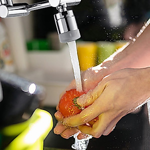 TIDYENDURE 1080°Swivel Faucet Extender, Sink Water Faucet Aerator Extension, 2-Flow Sprayer Faucet Head, Faucets Bubbler for Kitchen and Bathroom Sink Faucet, Tap Adjustment for Face Washing, Silver