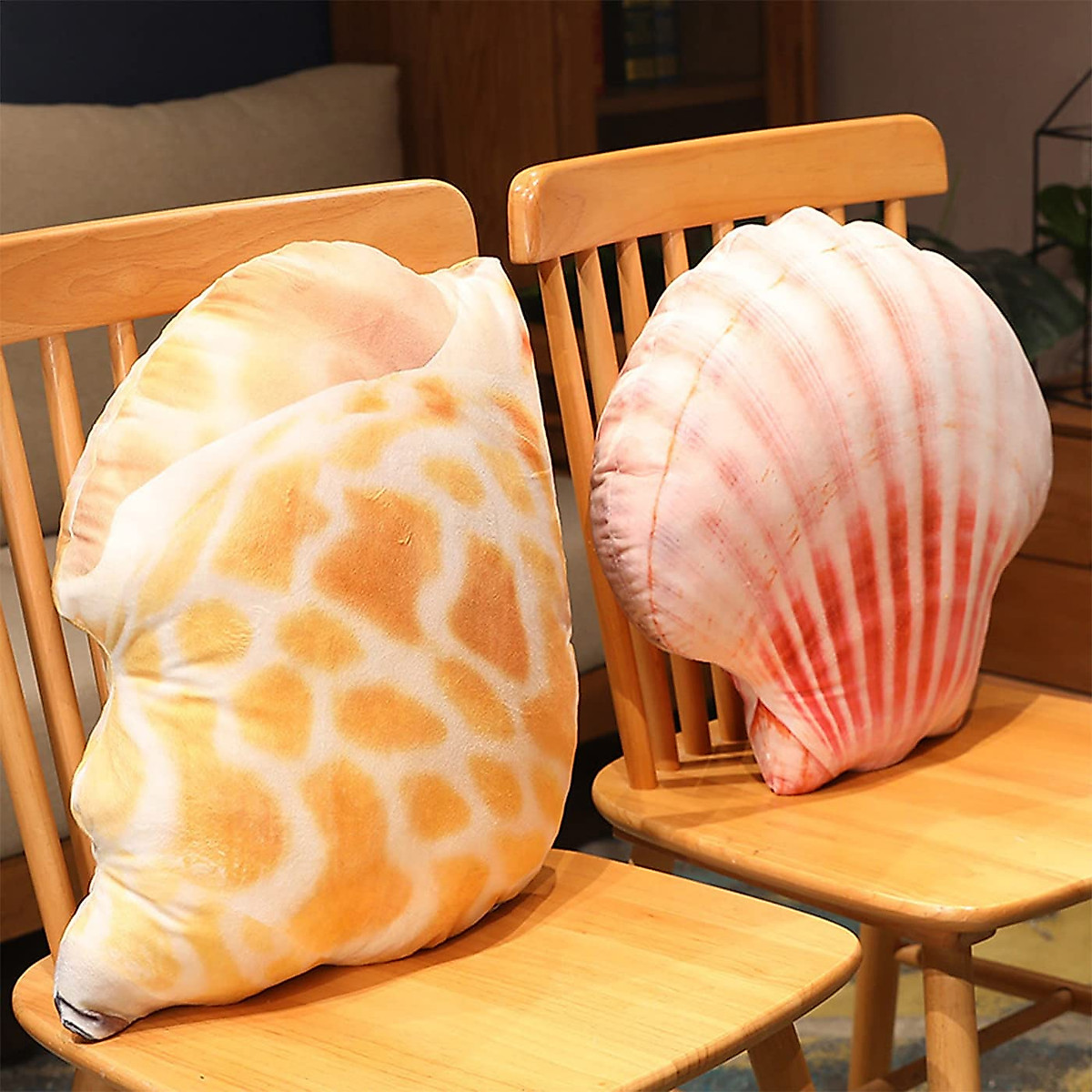 Beach Coastal Plush Pillow Cartoon Simulation Seashell Starfish Conch Pillow Cushion 3D Shell Stuffed Plush Pillow Decorative Throw Pillow Sofa Couch Pillow for Beachy Room Decor