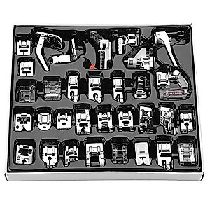 Sewing Machine Presser Foot Feet Kit Set,Fits for Brother, Baby Lock, Singer, Elna, Toyota, New Home, Simplicity, Janome, Kenmore, and White Low Shank Sewing Machine (32pcs)