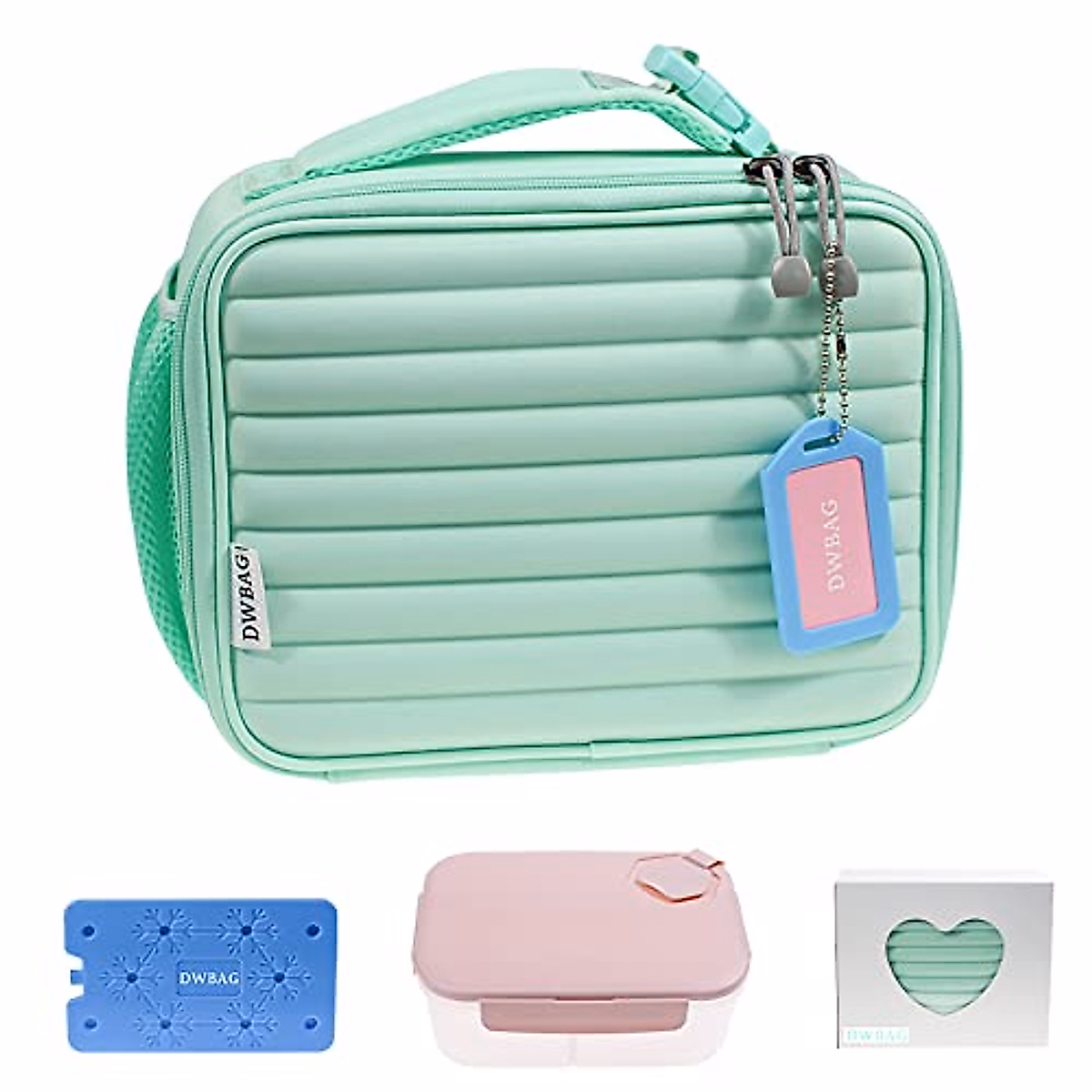 DWBAG Insulated Lunch Bag for Women/Men - Reusable Lunch Box for Office Work Picnic Beach - Leakproof Cooler Bag Freezable Lunch Bag for Adult - Light Green.