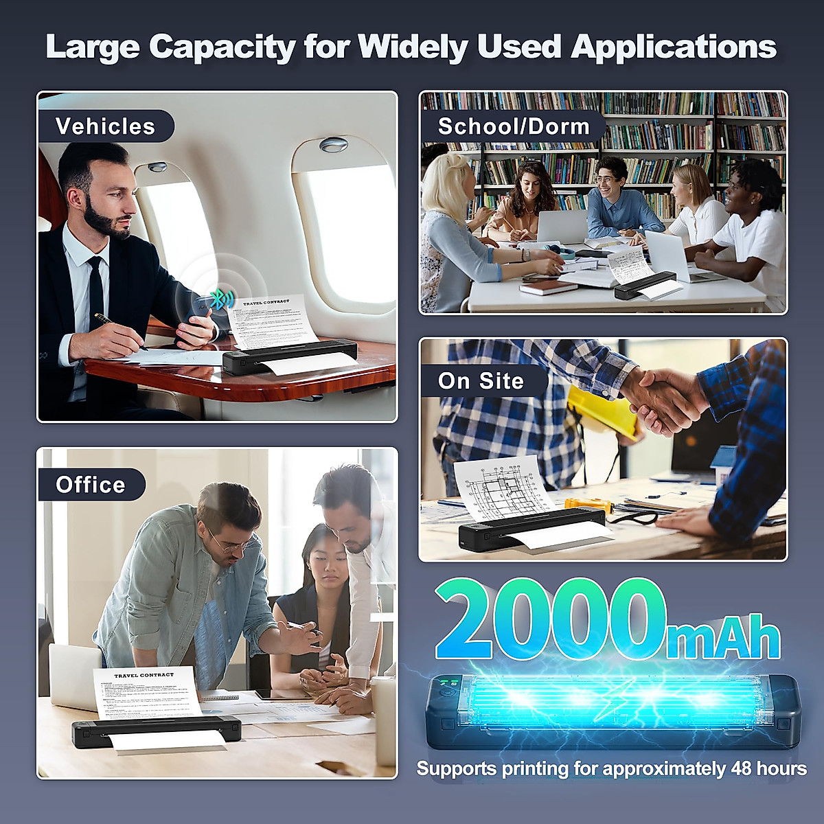 Itari Portable Printer, Wireless Printers for Home use, 300DPI Bluetooth Printer for Printer Paper 8.5 x 11 White, Thermal Transfer Printer Compatible With Laptop、iphone、Smartphone for Car、Office、Home