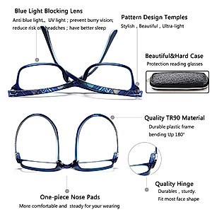 EYEURL 2 Pack Reading Glasses for Men Women - Blue Light Blocking Computer Reader 1.50 Women Lightweight TR90 Flexible Eyeglasses Anti Glare UV Ray Eyestrain
