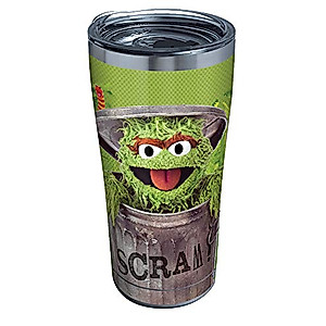 Tervis Sesame Street Triple Walled Insulated Tumbler Travel Cup Keeps Drinks Cold & Hot, 20oz - Legacy - Stainless Steel, Oscar Scram