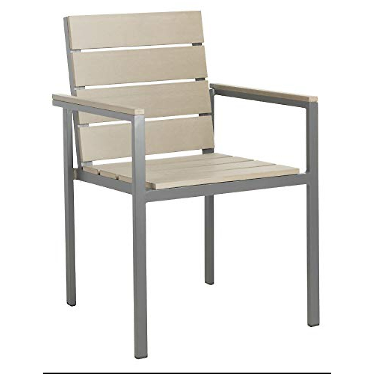 SAFAVIEH Outdoor Collection Beldan Distressed Taupe Stackable Chair (Set of 2)