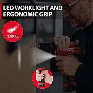 DCK Brushless Drill Set, 310 in.lbs，12V Max Cordless Drill with 2.0Ah Battery, 3/8’’ Keyless Chuck, 2 Variable Speeds, 20+1 Torque Power Tool Kit for Screw Wood/Ceramic/Tile/Metal KDJZ23-10