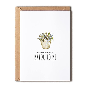 NTVShop For The Beautiful Bride To Be - Floral Basket Bride To Be Card - Bridal Shower Card - Minimal Bridal Shower Card - Valentines Card