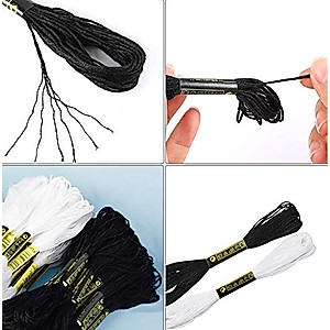 Cldamecy Embroidery Floss,13 Skeins White & 13 Skeins Black Embroidery Threads for Cross Stitch,Friendship Bracelets String,and DIY Art Craft ,with 10 PCS Floss Bobbins