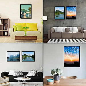 CABAX 12x16 inch Diamond Painting Picture Frames, Compatible With 30x40 Diamond Painting Arts or Photos or Posters, Black Frame with Acrylic Protection and Hanging Kit, Pack of 2