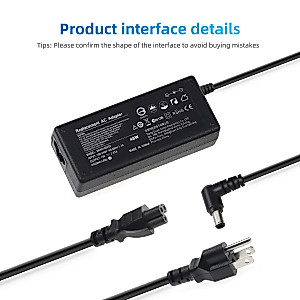 19V 48W Power Adapter for LG Monitors 24M47H-P, 24MP55HQ, 19", 22", 24" Displays and Samsung 32" TVs J5003, J5205, UN32J4000, UN32J5205, A4819-FDY Power Supply Cord (6.5mm * 4.4mm).