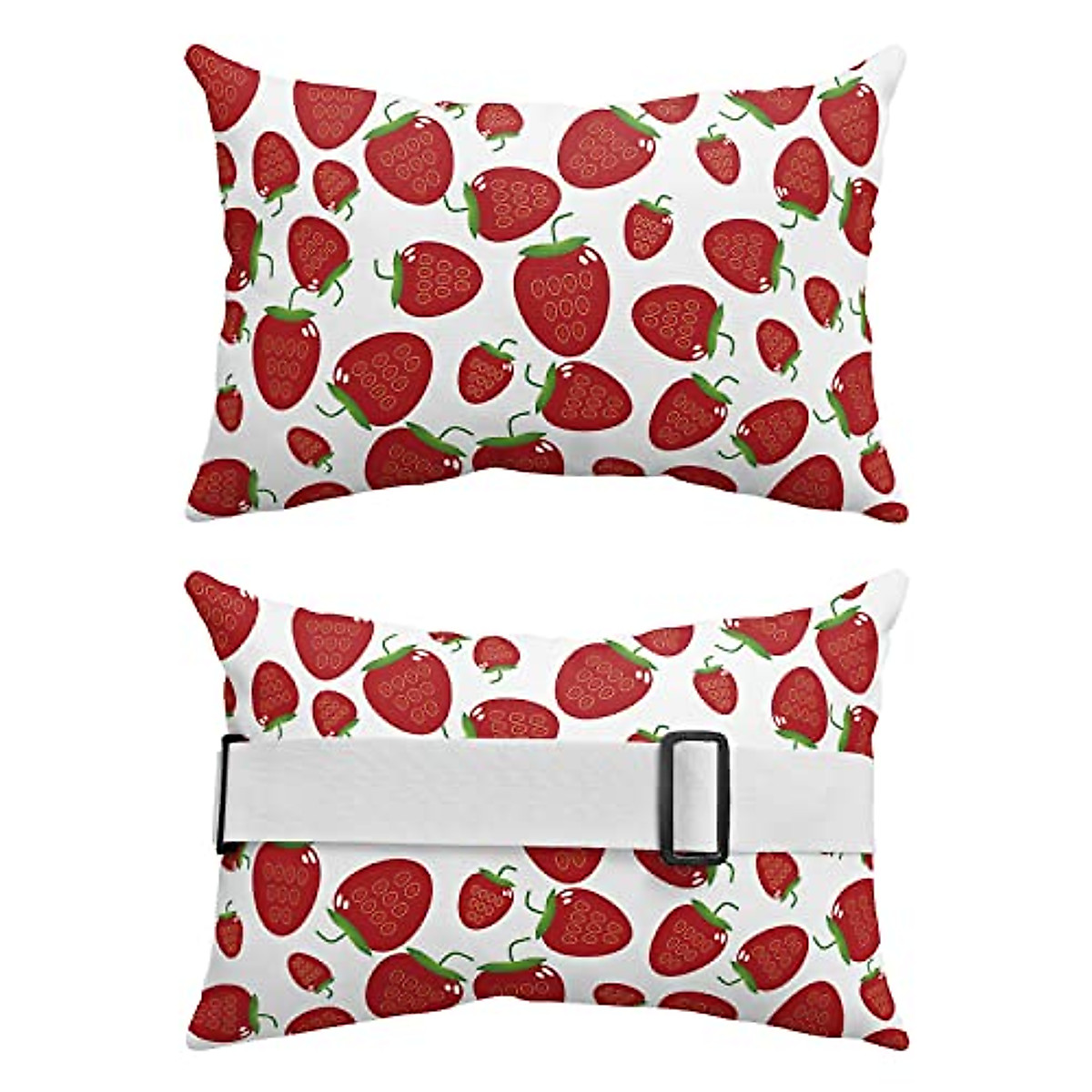 Recliner Head Pillow Ledge Loungers Chair Pillows with Insert Strawberry Pattern Lumbar Pillow with Adjustable Strap Outdoor Waterproof Patio Pillows for Couch Beach Pool Office Chair, 2 PCS
