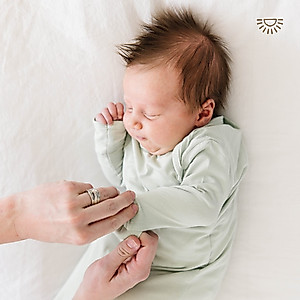 Wallaby Kids Extra Tall Knotted Baby Gown, Super Soft Viscose from Bamboo Newborn Sleeper for Baby Girl and Boy (Seafoam, 0-3 months)