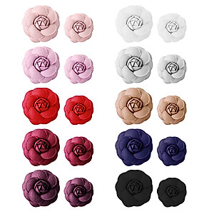 Happyyami Flower Brooches Set 20 Pieces Handmade Woolen Decor for Clothing Shoes Hat Elegant Flower Centerpieces