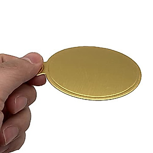 100pcs Mini Cake Boards, 3.1" Mini Round Cardboard, Mousse Cupcake Base for Cake Dessert, Golden