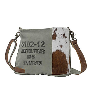 Paris Workshop Upcycled Canvas and Hair-On Cowhide Leather Crossbody Bag