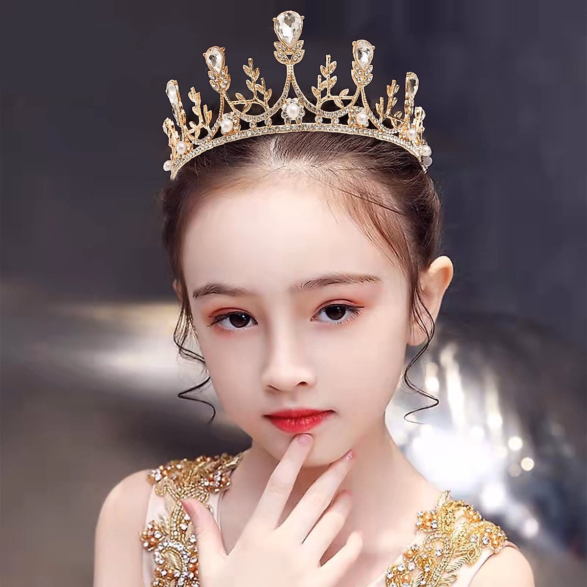 Hedume Set of 3 Crystal Princess Crown for Girls, Queen Tiaras with Rhinestone, Crystal Tiara Headbands for Birthday, Bridal Wedding, Model Catwalk, Prom, Party