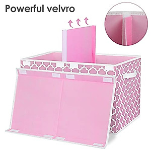 homyfort Toy Box for Girls, Kids - Large Toy Chest Organizers and Storage Boxes with Flip-Top Lid & Divider, Collapsible Container Bins for Playroom, Nursery, Closet, Living Room, 24.5"x13"x16", Pink