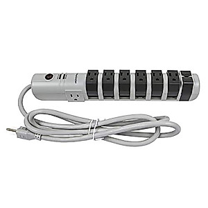Monoprice 8 Outlet Rotating Surge Strip - UL Rated 2,160 Joules with Grounded and Protected Light Indicator, Gray