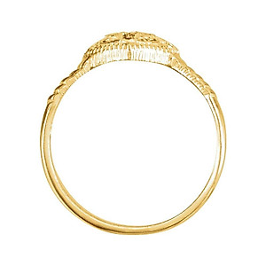 Solid 14k Yellow Gold Cross Crucifix Heart Ring Band (Width = 8.7mm) - Size 5