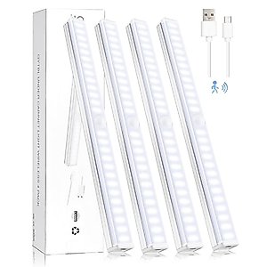 GYTBL Under Cabinet Lighting Wireless 12inch Motion Sensor Light Indoor Closet Lights Motion Sensored Magnetic Closet Light Rechargeable Under Counter Lights for Kitchen Cupboard Wardrobe Stair-4 Pack
