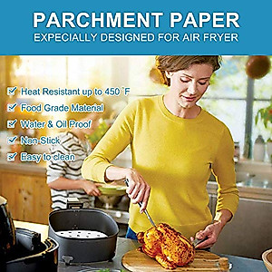 Air Fryer Liners - 7.5 Inches, 100pcs Premium Perforated Parchment Paper Compatible with Philips, Cozyna, Secura, NuWave Brio, Chefman, GoWISE USA, BLACK+DECKER, COSORI and More Air fryers