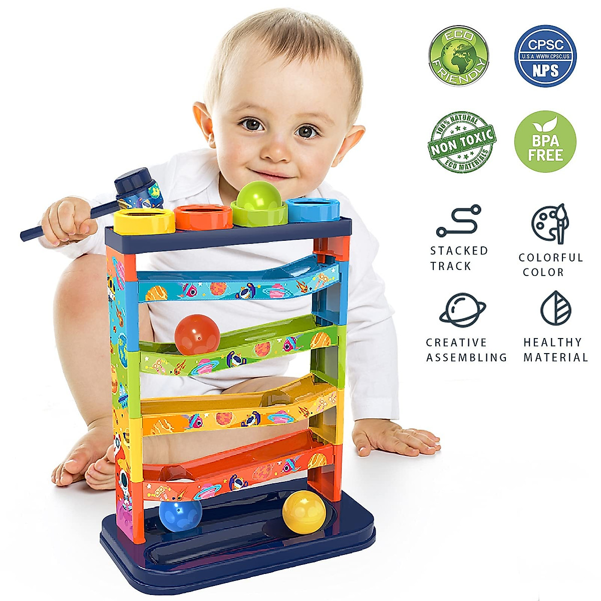 YVV Pound a Ball for Toddlers Boys and Girls STEM Developmental Educational Fun Learning Toy,Activity Toys,Hammer Pounding Toy Exercise Kids,Great Birthday Gift