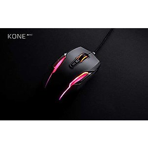 ROCCAT Kone AIMO Remastered PC Gaming Mouse, Optical, RGB Backlit Lighting, 23 Programmable Keys, Onboard Memory, Palm Grip, Owl Eye Sensor, Ergonomic, LED Illumination, Adjustable to 16,000 DPI-Black