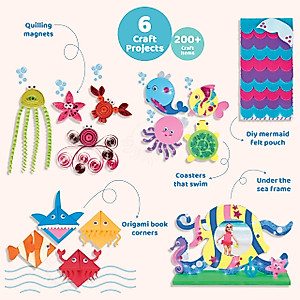 jackinthebox Under The Sea Themed Craft Kit | Includes Beautiful Felt Mermaid Sewing Kit | 6 Different Crafts-in-1 | Best Gift Girls Ages 6 to 10 Years (6-in-1)