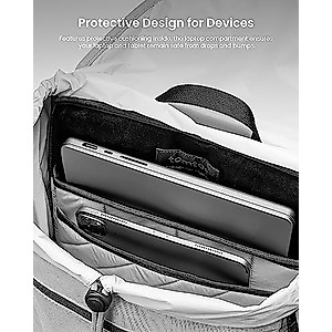 tomtoc Flap Laptop Backpack, Lightweight, Water-Resistant Casual Daypack, Durable Work-pack, Vintage Classic Rucksack for 13-16 Inch MacBook, perfect for Campus, Street, Large Capacity, 22L Gray