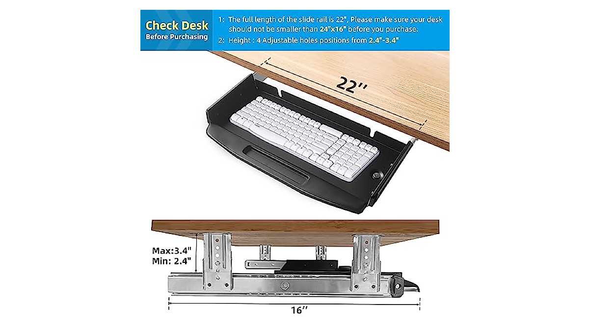 Ciao Stilista 360° Rotating Keyboard Tray - Under Desk