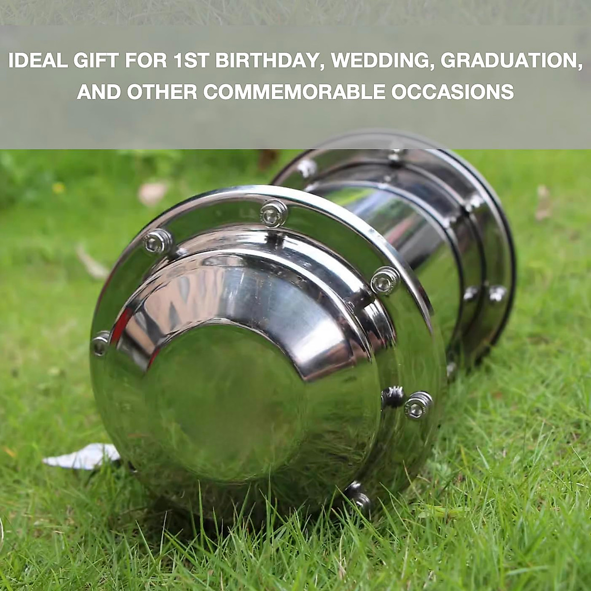 Lumirio Time Capsule, 10.2in Waterproof Time Capsule Container, 304 Stainless Steel Underground Capsule Storage Container with Spanner Gloves, for Birthday Wedding Graduation Gift (Silver)