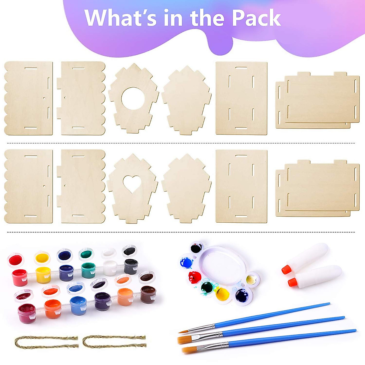 Kids Crafts Wood Arts and Crafts for Kids DIY Bird House Kit for Children to Build and Paint Reinforced Design - (Includes Paints & Brushes) Creative Kids Activities for 3+ Year Old Boys and Girls