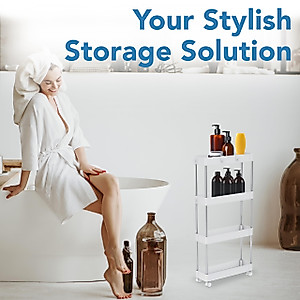 Minmallife MINMALLIFE 4 Tier Slim Rolling Cart - Slim Rolling Storage Cart - Slim Storage Cart with Wheels - Skinny Rolling Storage Cart - Slim Rolling Cart Space Saver, 40x13x85 cm