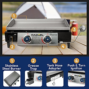 Razor Universal Rolling Prep Cart with Shelves and Storage Drawer for Portable Outdoor Griddle and Grills, Accessory Only, Black