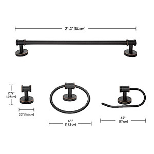 Globe Electric 51415 5-Piece All-in-One Bathroom Accessory Set, with Vanity, Bronze, 3-Light Vanity Light, Seeded Glass, Towel Bar, Towel Ring, Robe Hook, Toilet Paper Holder, Home Improvement
