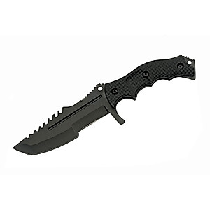 Szco Supplies 8.5” Black Finished Full tang Fixed Blade Saw Back Tracker Survivor Knife With Sheath
