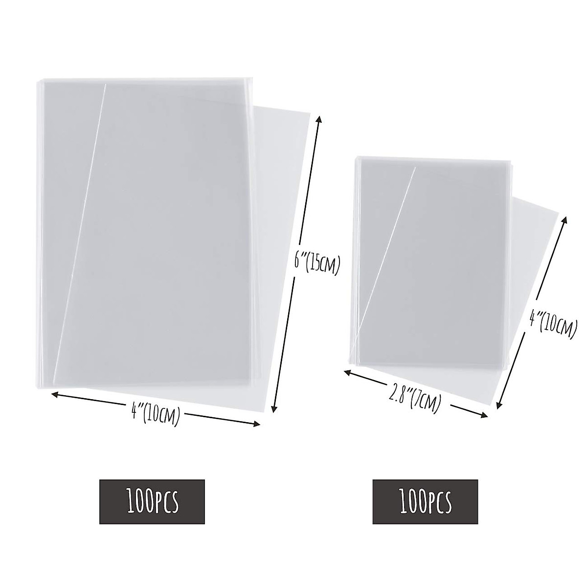 200Pcs Candy Treat Bags 4" x 6" Clear Cellophane Bag& 2.8'' x 4'' Small Treat Bags with Ties, Thickening Plastic Party Favor Bags for Lollipop Bags Cookie Chocolate Wrapping