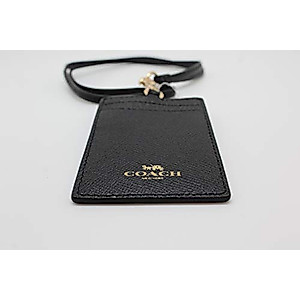 Coach ID Lanyard Badge Holder In Crossgrain Leather (Black/Gold)
